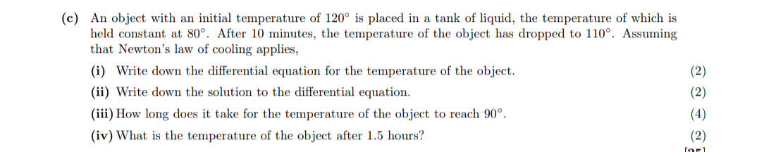 Solved (c) An object with an initial temperature of 120° is | Chegg.com