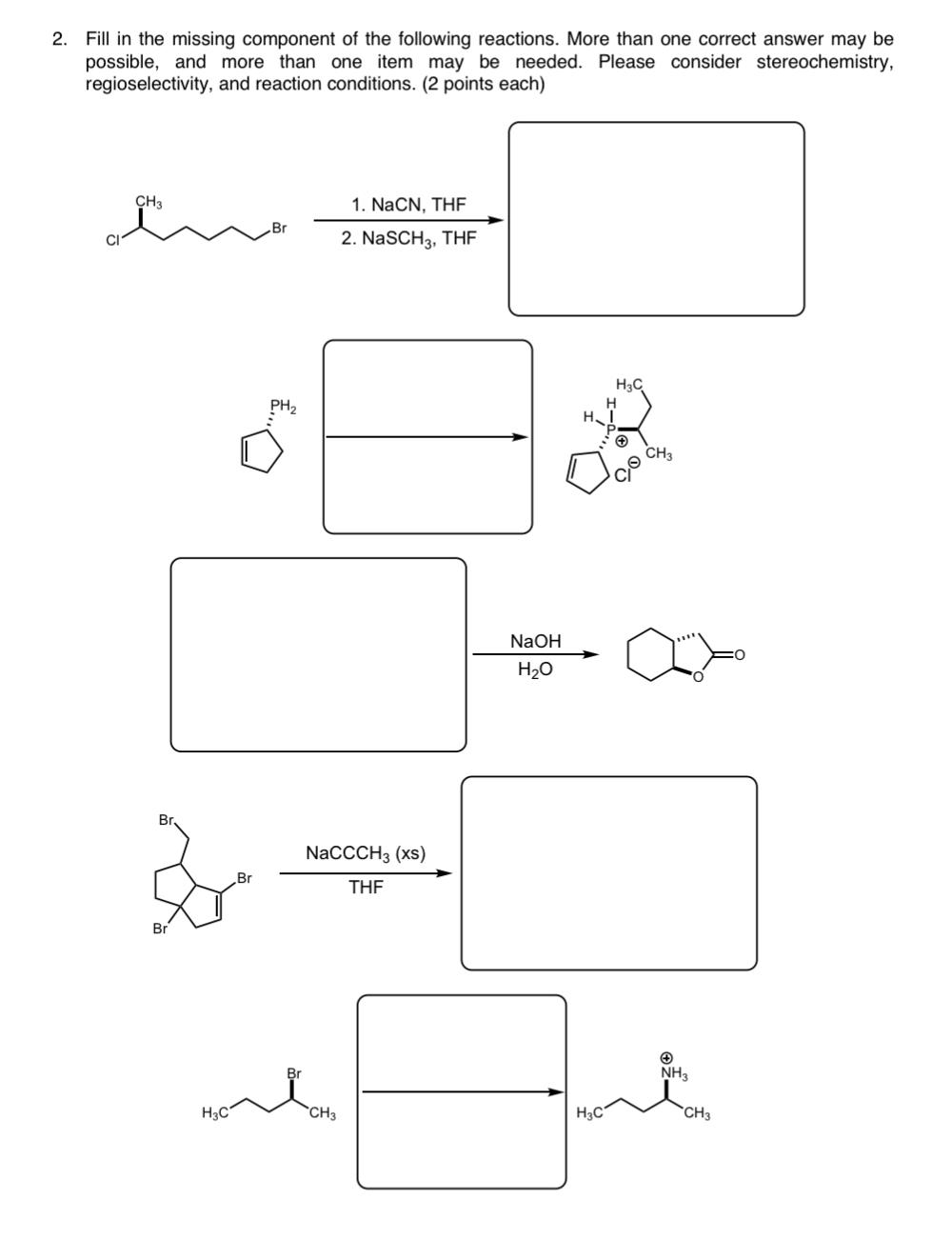 Solved 2. Fill in the missing component of the following | Chegg.com
