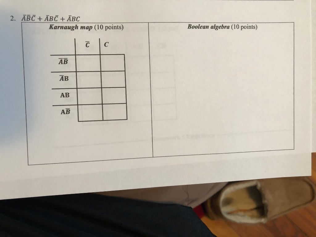 Solved Use a karnaugh map and boolean algebra to simplify | Chegg.com