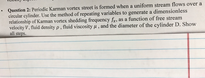 Solved Periodic Karman vortex street is formed when a | Chegg.com