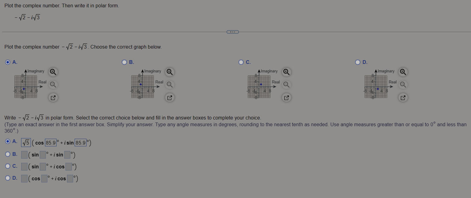 Solved Plot the complex number. Then write it in polar form | Chegg.com Solved Plot the complex number. Then write it in polar form | Chegg.com
