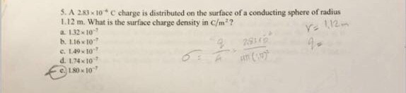 Solved 5. A 28-10 + C charge is distributed on the surface | Chegg.com