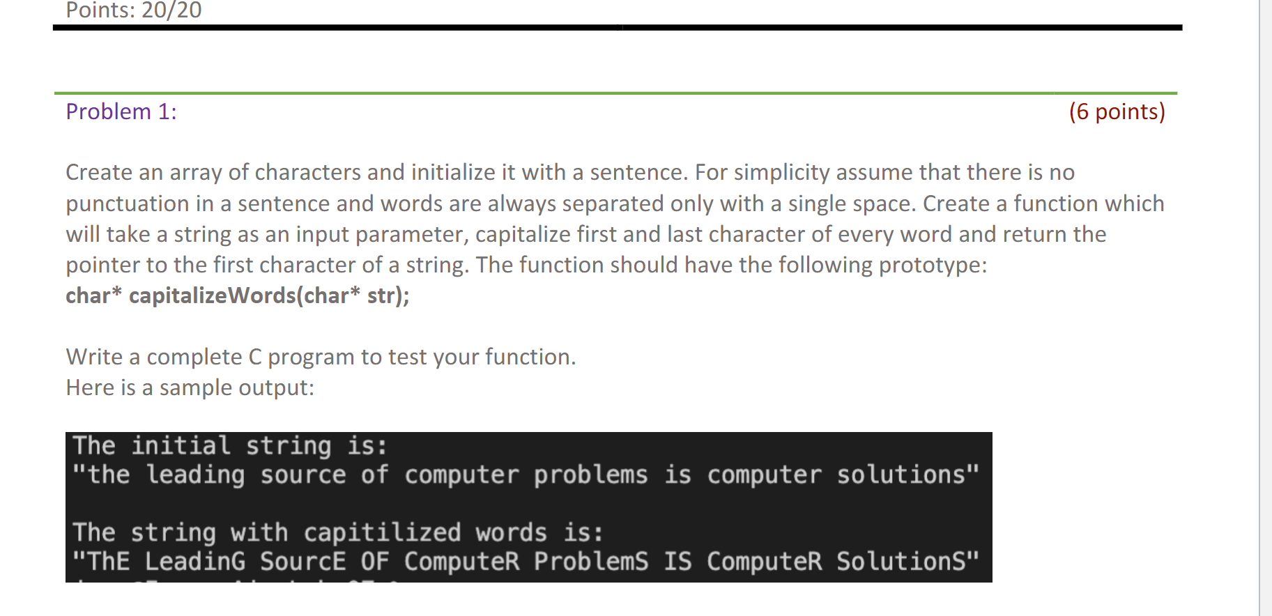 Solved Points: 20/20 Problem 1: (6 points) Create an array | Chegg.com