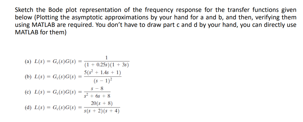 Solved Sketch the Bode plot representation of the frequency | Chegg.com