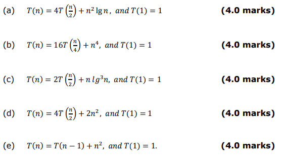Solved For each of the following recurrence relations, | Chegg.com