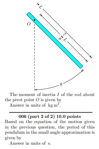 Solved ? Hint: The moment of inertia of a uniform rod 1 | Chegg.com