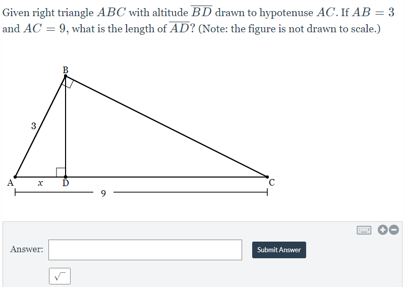Solved Given right triangle ABC with altitude BD drawn to | Chegg.com
