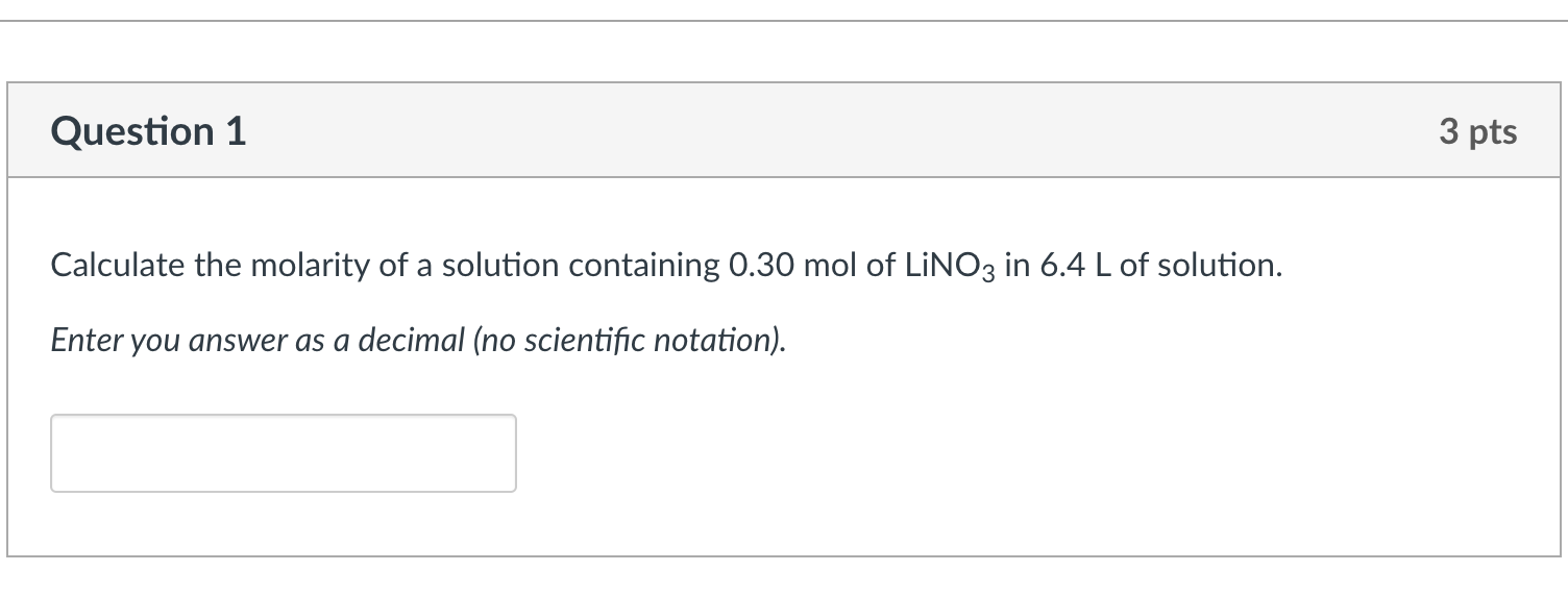 Solved Calculate the molarity of a solution containing 0.30 | Chegg.com