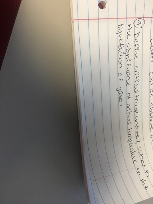 Solved Define critical temperature? What is the significance | Chegg.com