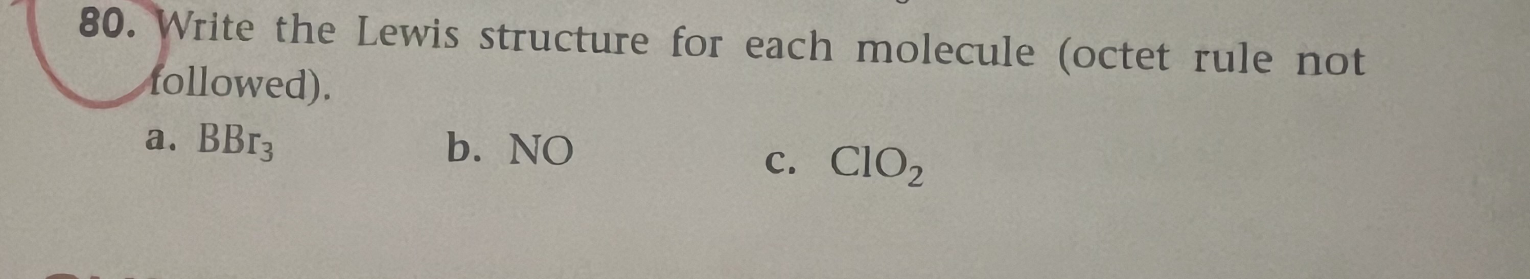 Solved 80. Write the Lewis structure for each molecule | Chegg.com