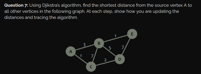 Solved Question 7 Using Djikstra S Algorithm Find The