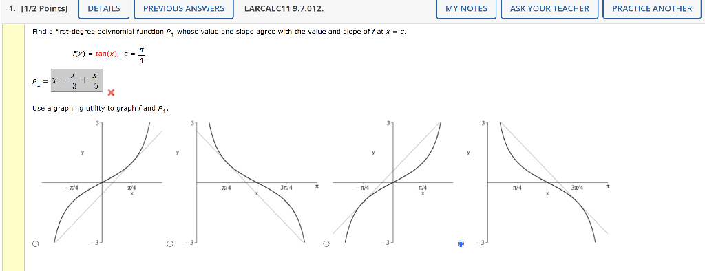Solved Find a first-degree polynomial function ρ1 whose | Chegg.com