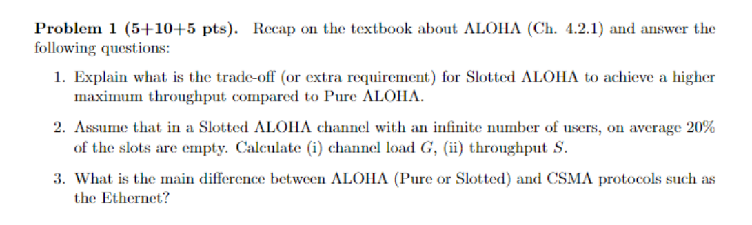 Solved Problem 1(5+10+5 pts). Recap on the textbook about | Chegg.com