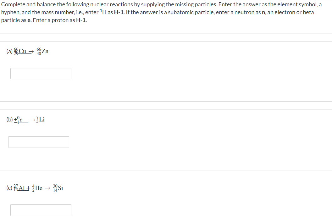 Solved Complete and balance the following nuclear reactions | Chegg.com
