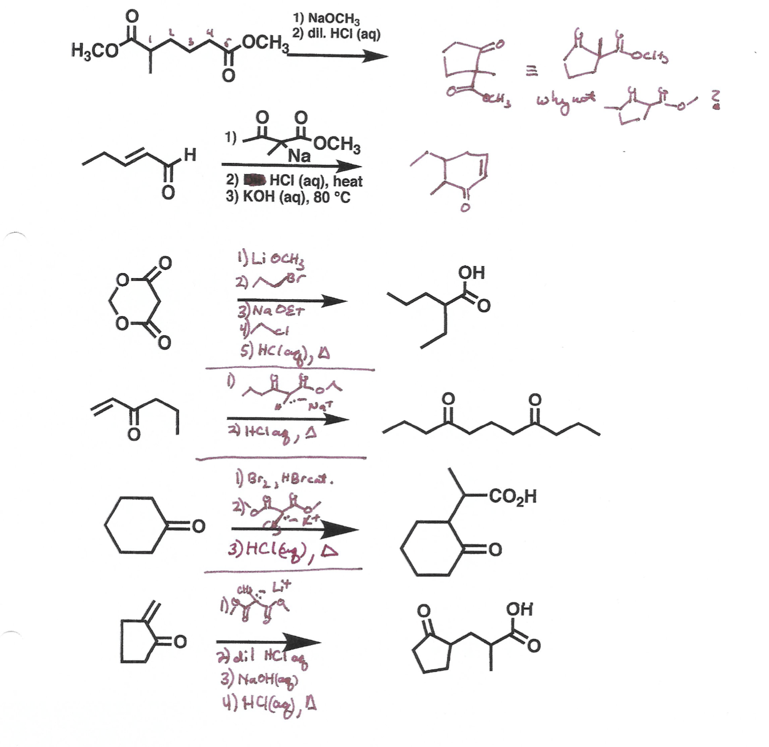 Solved 1) NaOCH3 2) dil. HCl(aq) 1) ) KOH(aq),80∘C 5) | Chegg.com