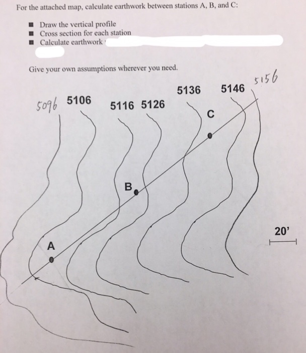 Solved For the attached map, calculate earthwork between | Chegg.com