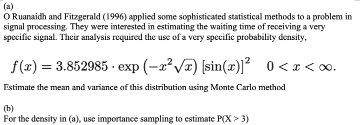 (a) O Ruanaidh and Fitzgerald (1996) applied some | Chegg.com