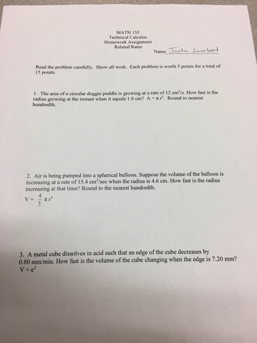 Solved MATH 155 Technical Calculus Homework Assignment | Chegg.com