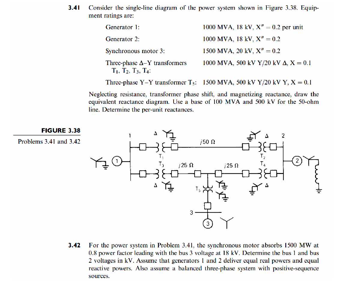 Solved 3.41 Consider the single-line diagram of the power | Chegg.com