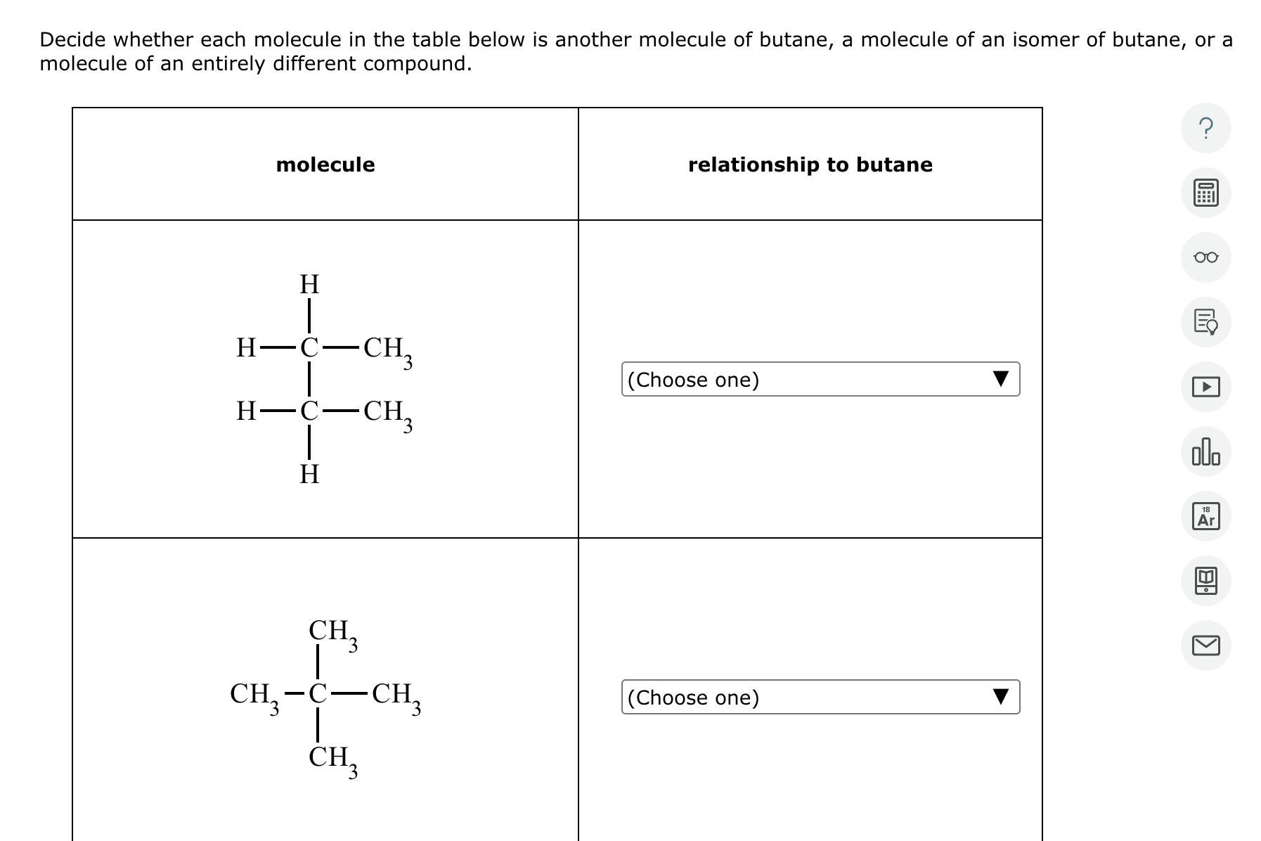 Decide whether each molecule in the table below is | Chegg.com Decide whether each molecule in the table below is | Chegg.com