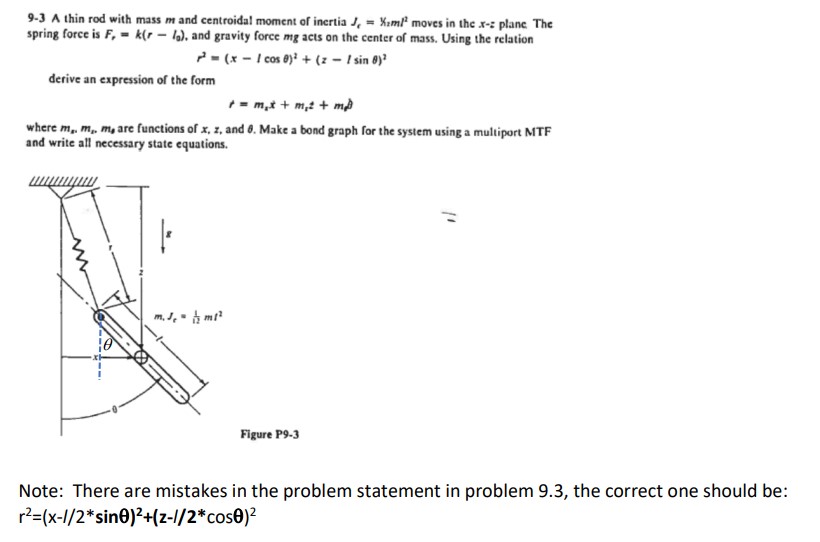 Solved 9-3 ﻿A thin rod with mass m ﻿and centroidal moment of | Chegg.com