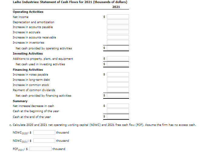 Solved Excel Activity: Financial Statements, Cash Flow, and | Chegg.com