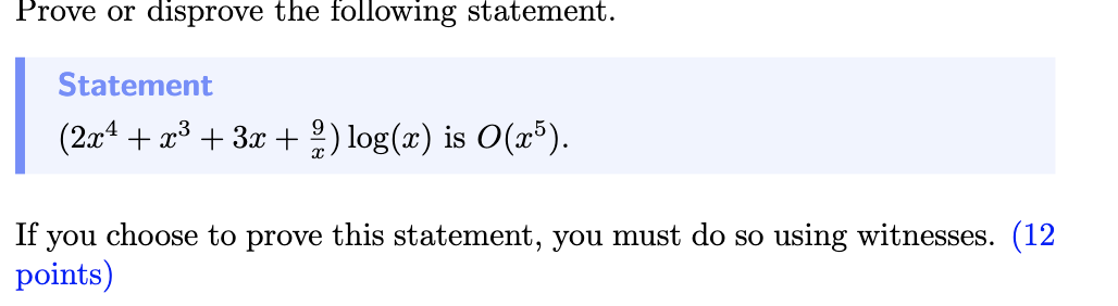 Solved Prove or disprove the following statement. Statement | Chegg.com