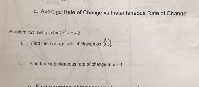 Solved b. Average Rate of Change vs Instantaneous Rate of | Chegg.com