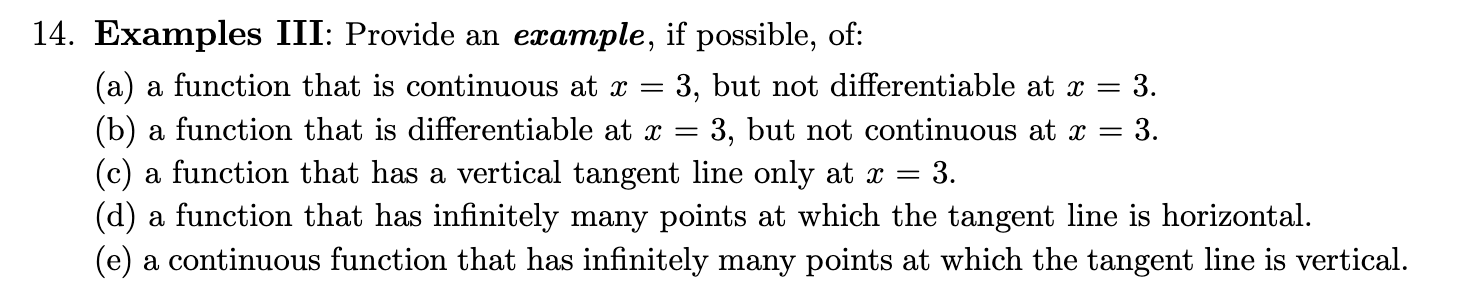 Solved 14. Examples III: Provide an example, if possible, | Chegg.com