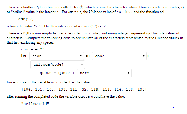 Solved There is a built-in Python function called chr (i) | Chegg.com