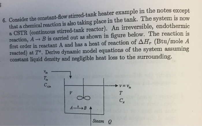 Solved 6. Consider the constant-flow stirred-tank heater | Chegg.com