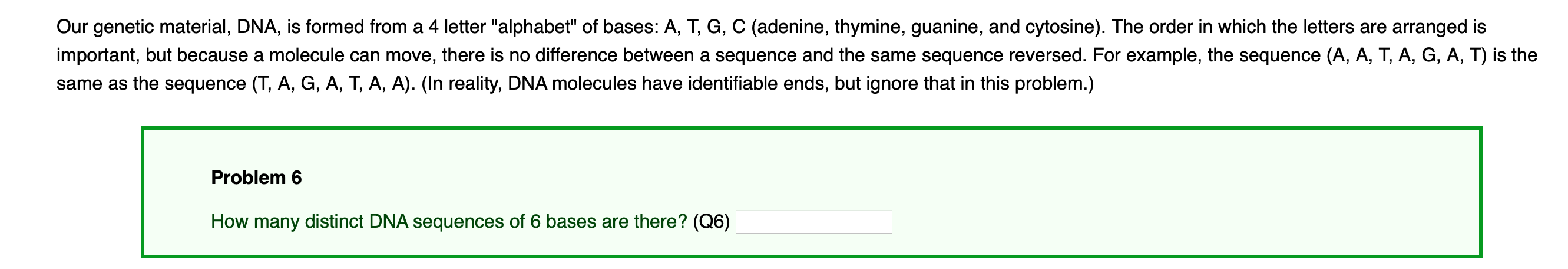 Solved Our genetic material, DNA, is formed from a 4 letter | Chegg.com
