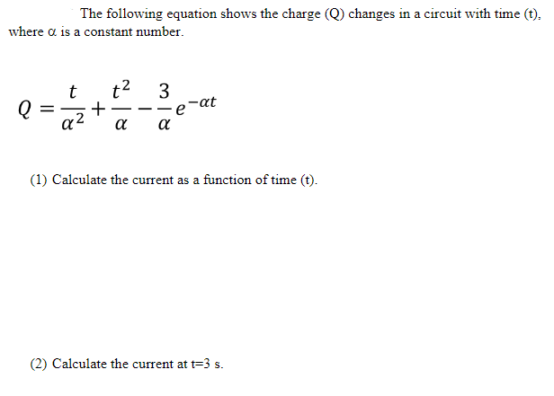 Solved The following equation shows the charge (Q) changes | Chegg.com