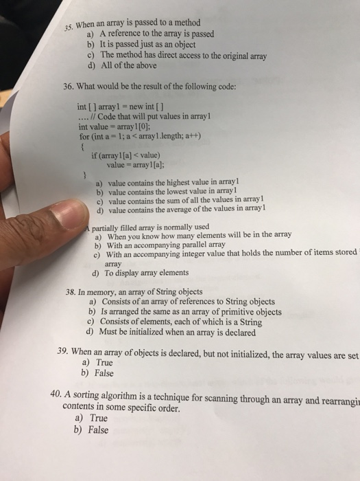 Solved When An Array Is Passed To A Method A A Reference 1114