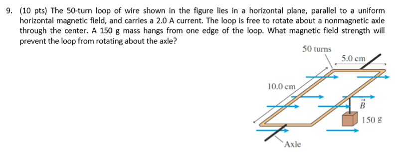 [Solved]: (10 pts) The 50 -turn loop of wire shown in the f