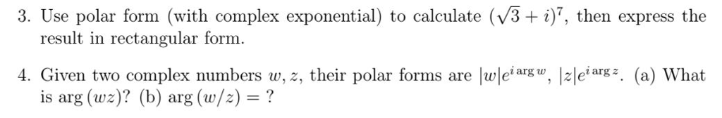 Solved 3. Use polar form (with complex exponential) to | Chegg.com