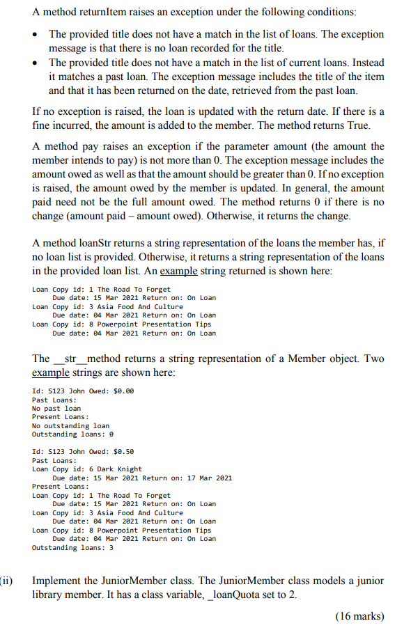 Solved Question 2 Define classes for a library, and test the | Chegg.com