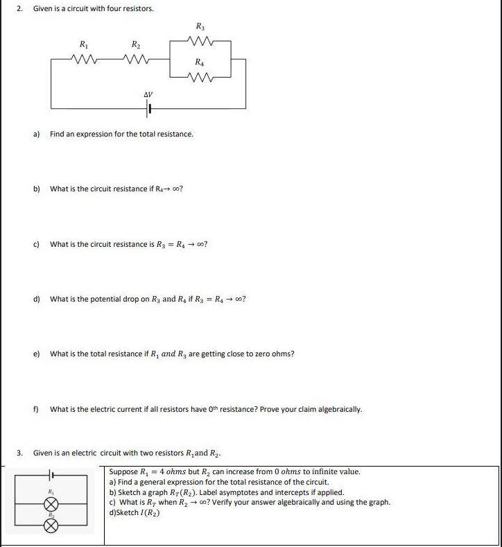 Solved 2. Given is a circuit with four resistors. a) Find an | Chegg.com