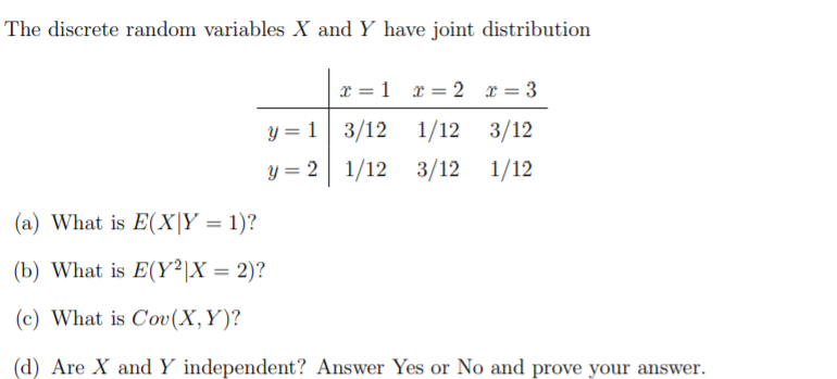 Solved The discrete random variables X and Y have joint | Chegg.com