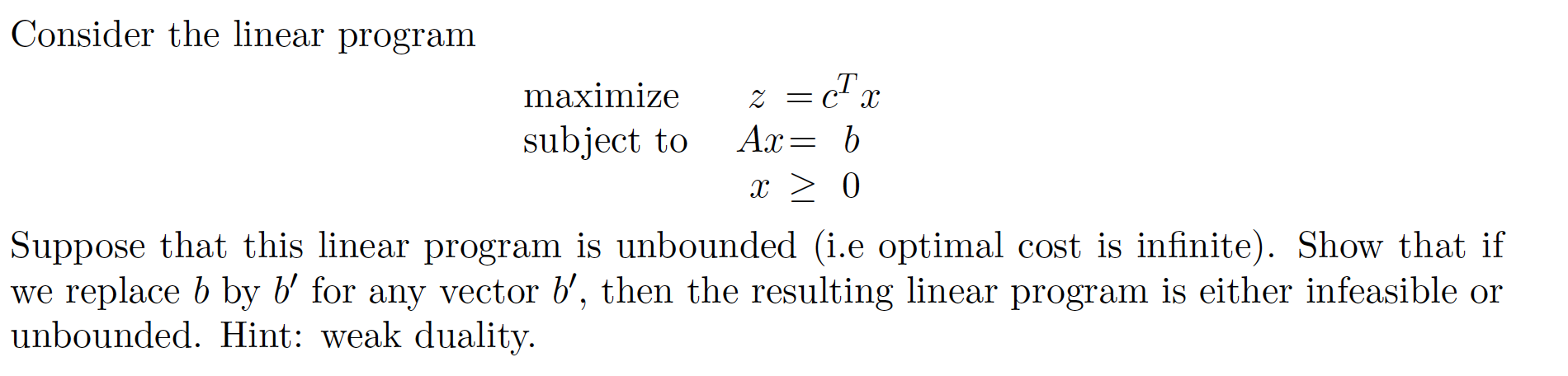 Solved Consider the linear program maximize subject to z | Chegg.com