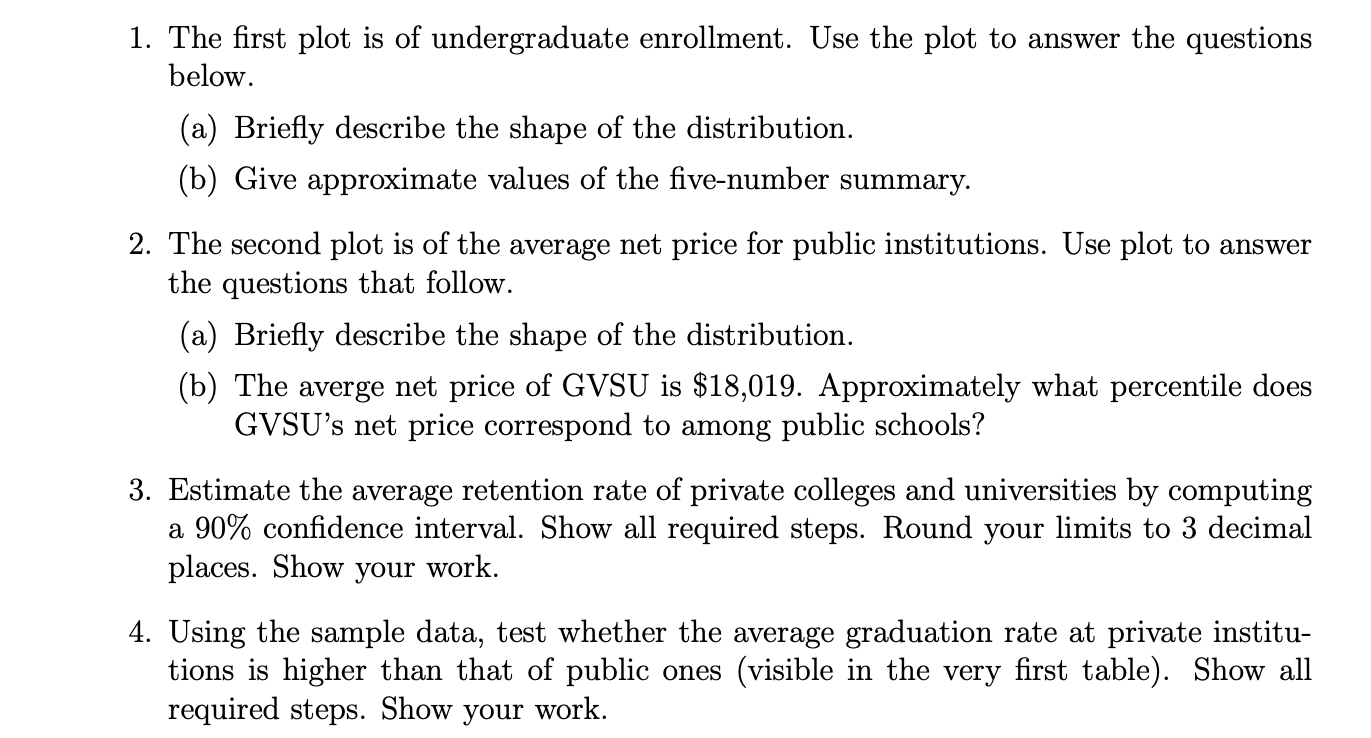 Solved 1. The first plot is of undergraduate enrollment. Use | Chegg.com