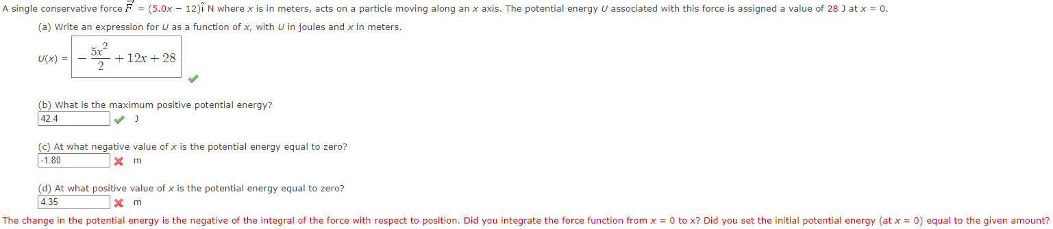 Solved (a) Write an expression for U as a function of x, | Chegg.com
