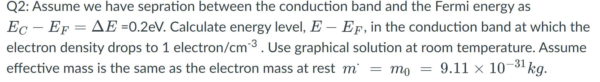 Solved Q2: Assume we have sepration between the conduction | Chegg.com