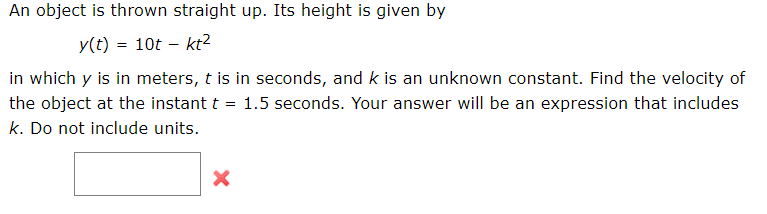 Solved An object is thrown straight up. Its height is given | Chegg.com