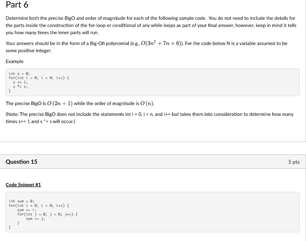 Solved Determine both the precise BigO and order of | Chegg.com