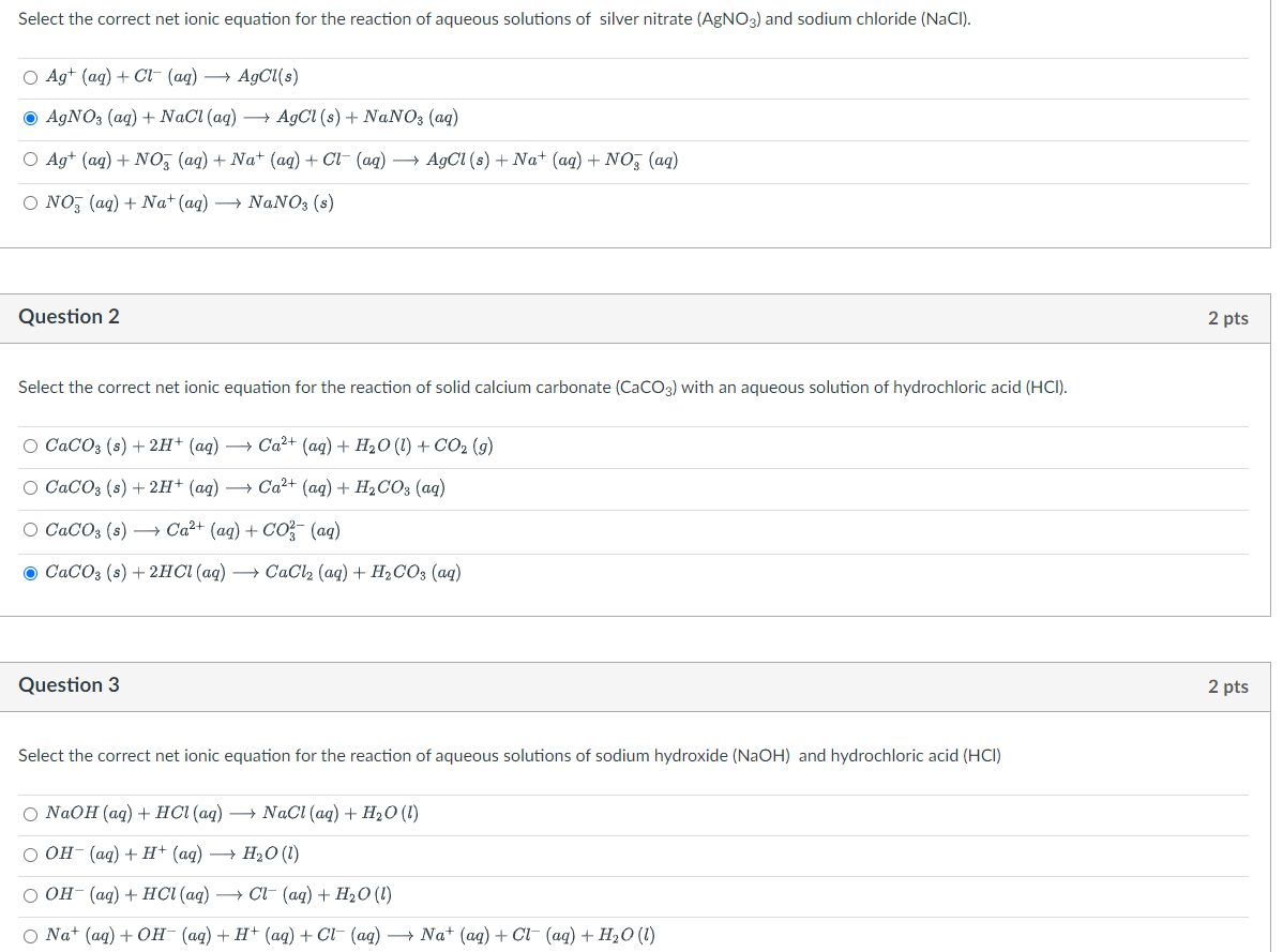 Solved Select the correct net ionic equation for the | Chegg.com