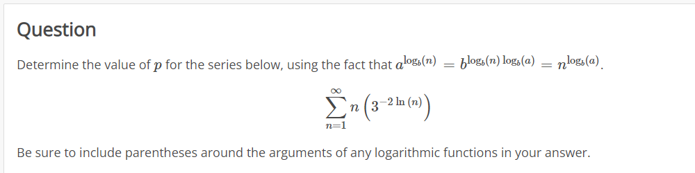 Solved Determine the value of p for the series below, using | Chegg.com