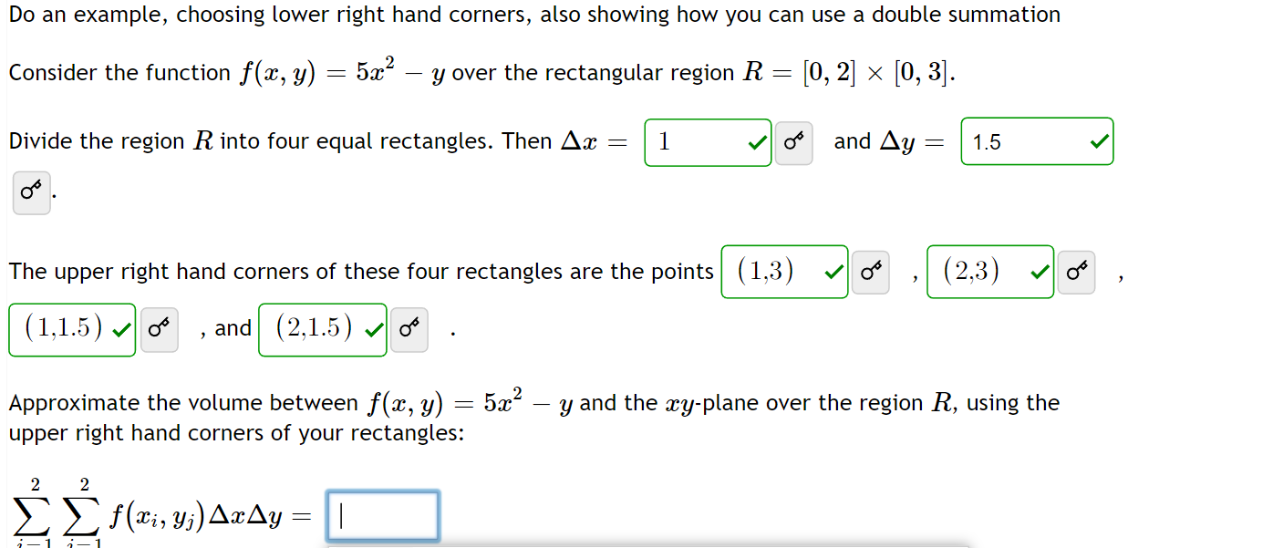 Solved Do an example, choosing lower right hand corners, | Chegg.com