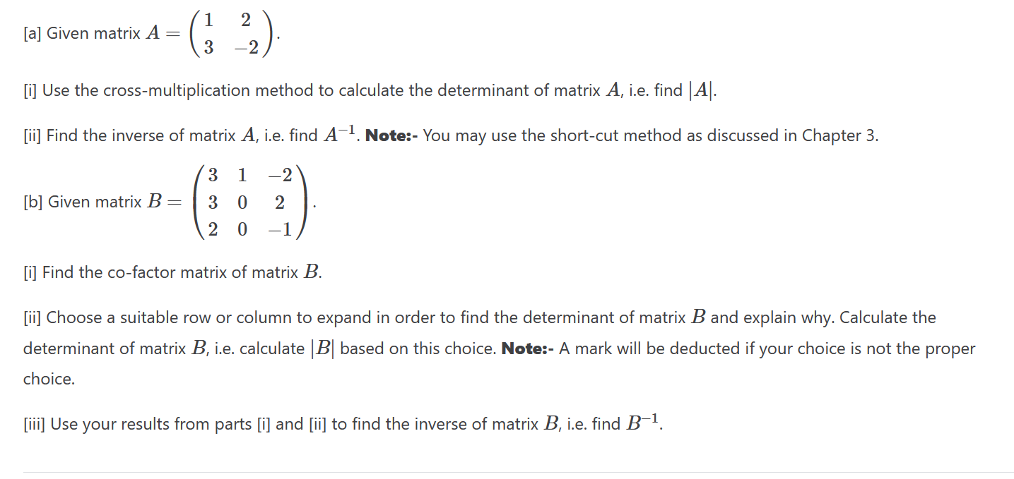Solved [a] Given matrix A=(132−2). [i] Use the | Chegg.com