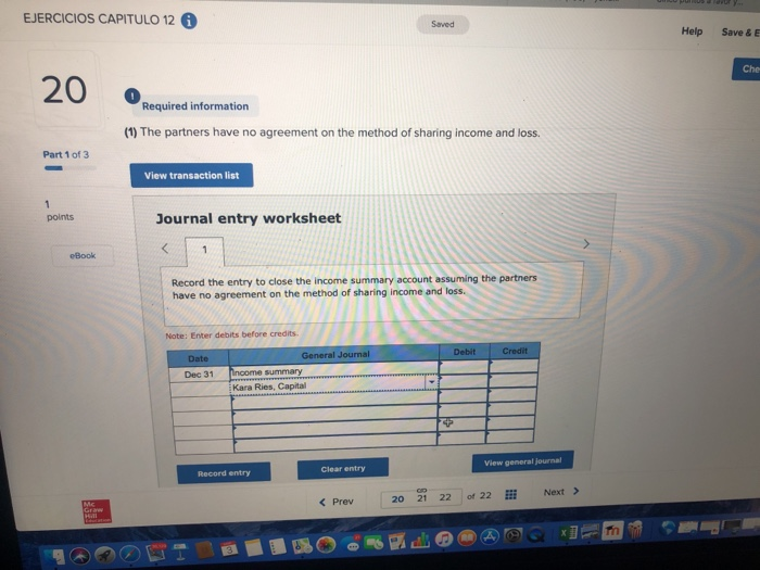 Solved EJERCICIOS CAPITULO 12 6 Saved Help Save& Exit Submit | Chegg.com
